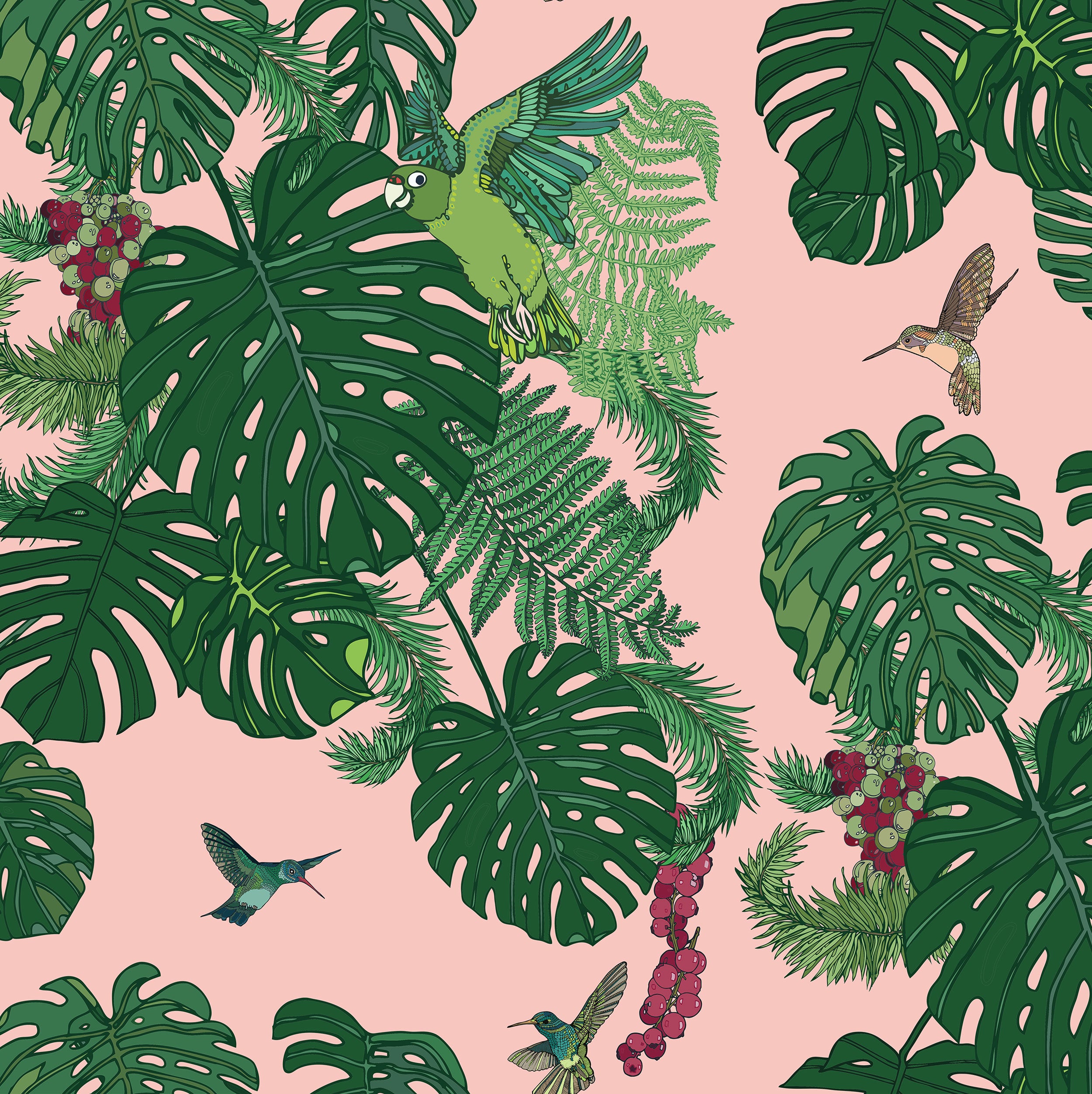 Jungalicious Pink Wallpaper - Made to Order – silkenfavours
